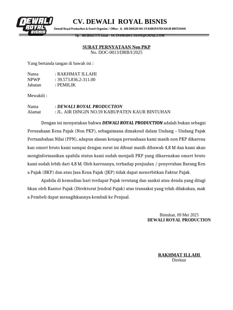 DRB Surat-Pernyataan-non-PKP | PDF