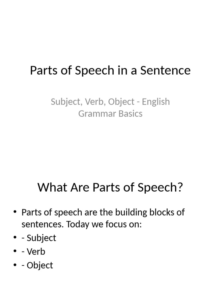 Parts of Speech Presentation | PDF