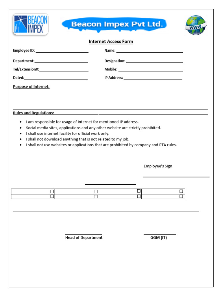 Internet Access Form (Beacon) PDF | PDF