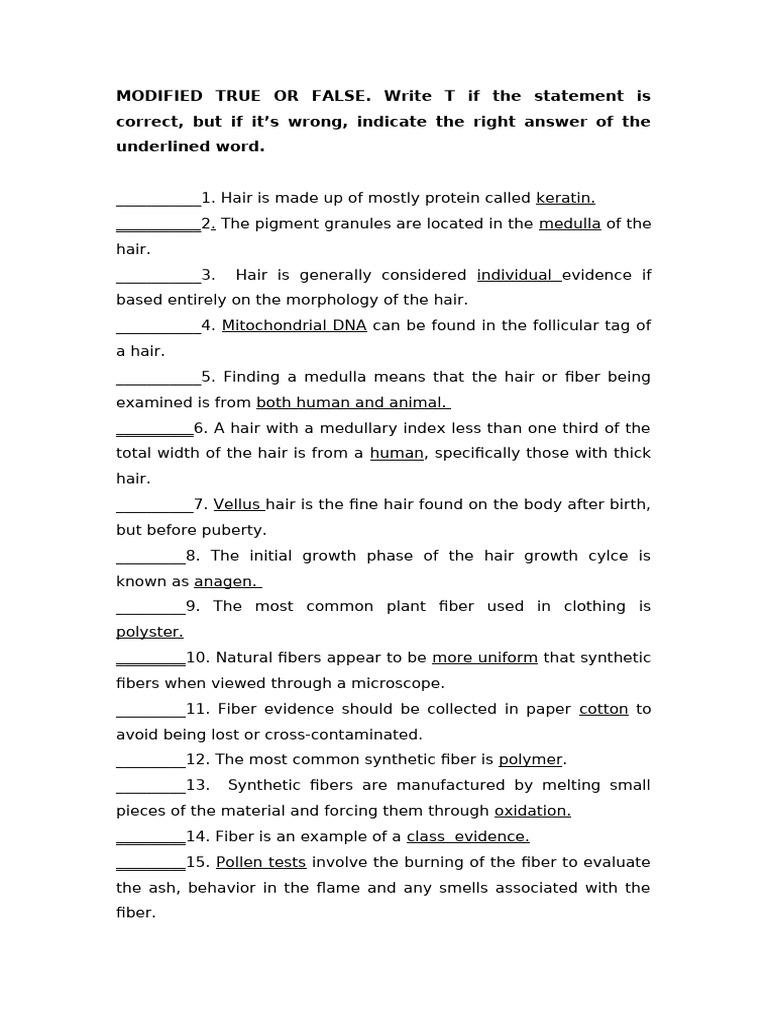 Activity Fiber And Hair Pdf