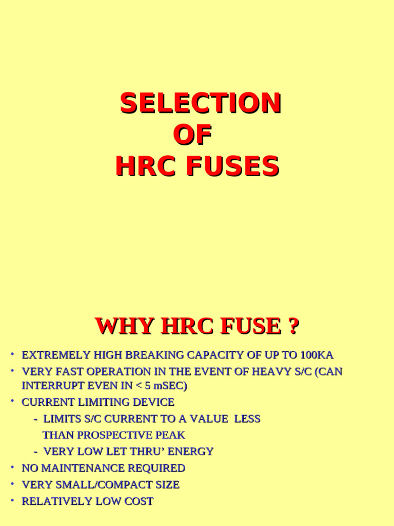 Selection of HRC Fuses | PDF | Fuse (Electrical) | Equipment