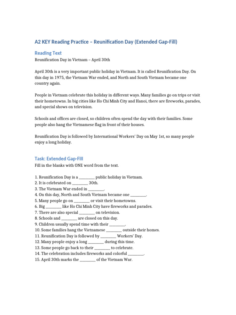 Reunification Day in Vietnam: Key Facts | PDF