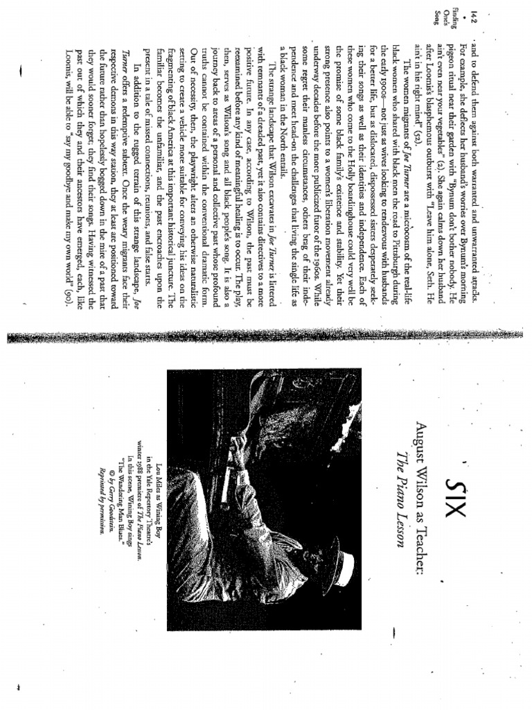 Critical Essay - Shannon - August Wilson As Teacher - The Piano Lesson ...