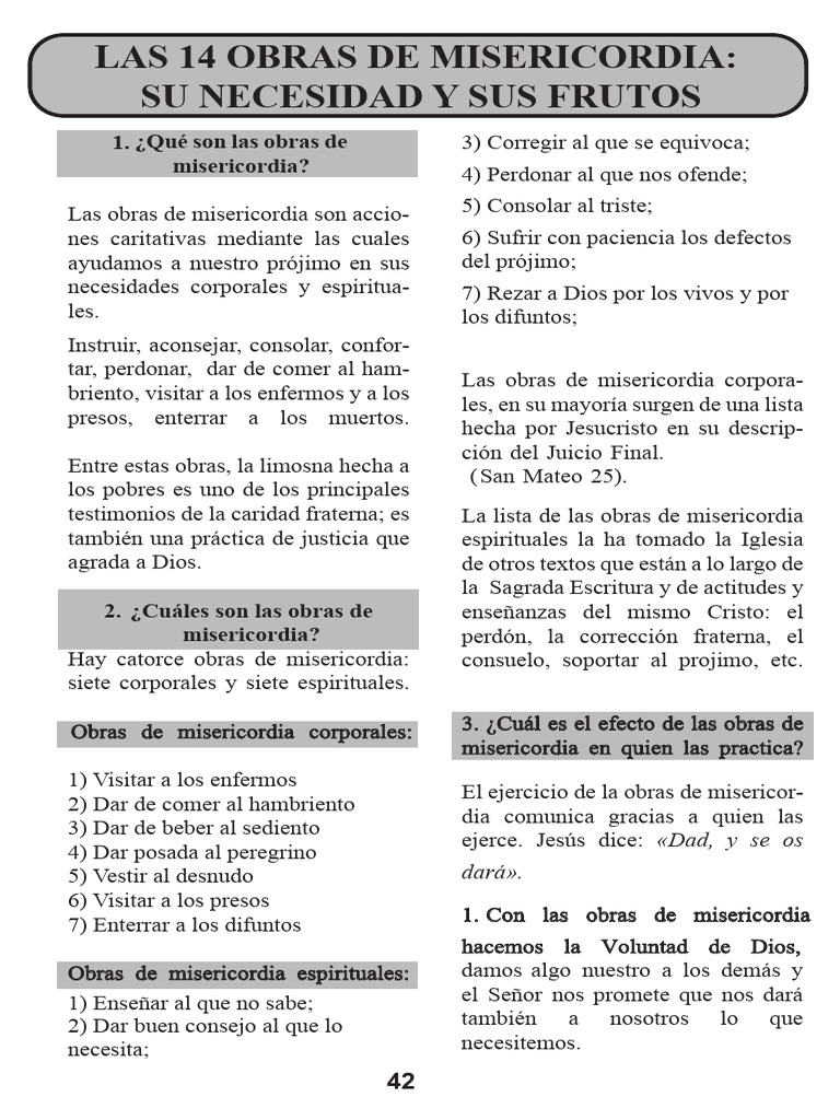 Las 14 Obras-Misericordia EXPLICADAS | PDF | Pecado | Misericordia