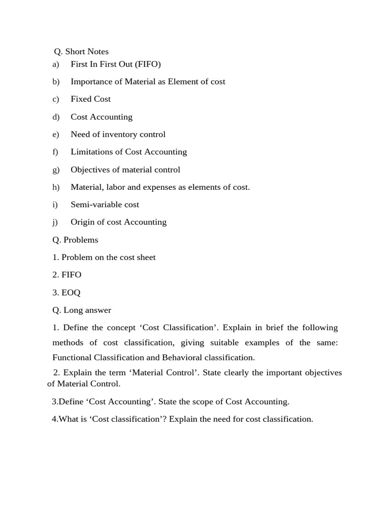 Important Questions For BCA | PDF
