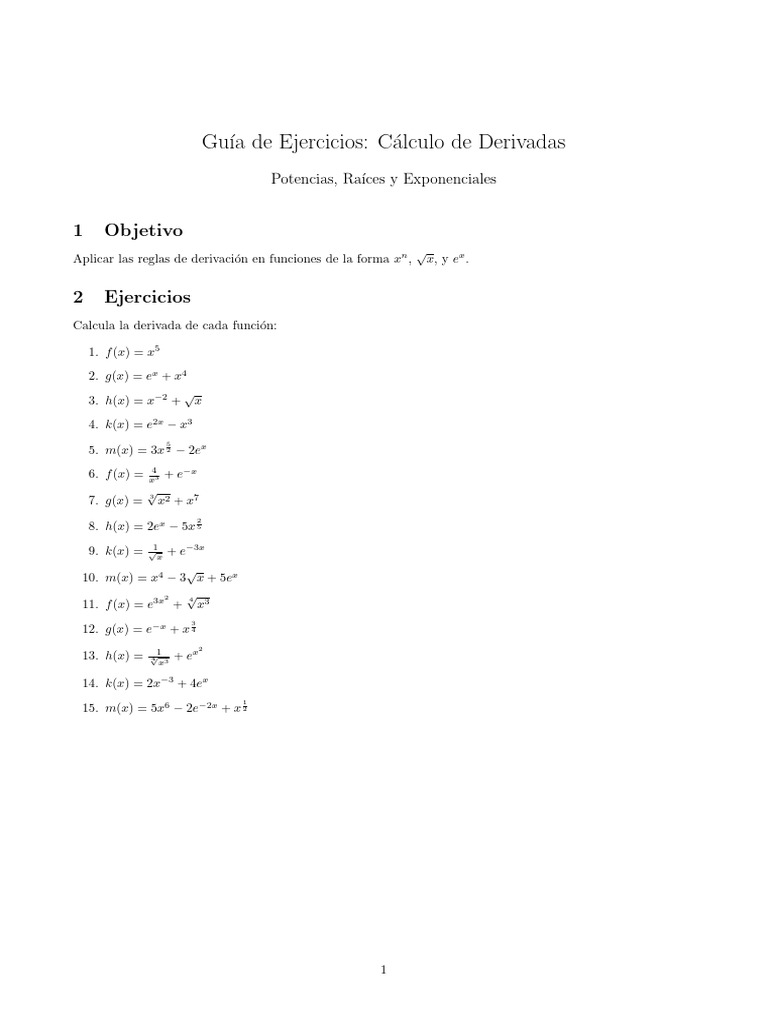 Ejercicios de Derivadas Exponenciales | PDF