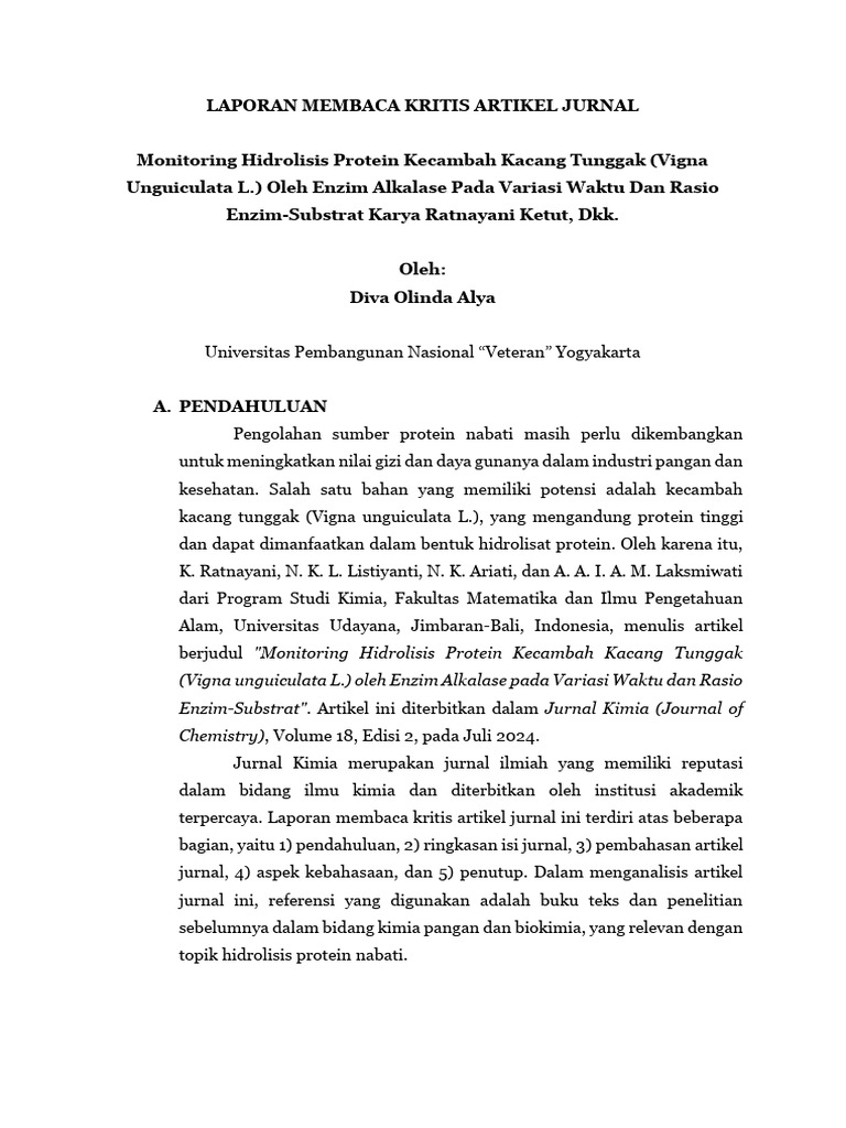 Laporan Membaca Kritis Artikel Jurnal | PDF