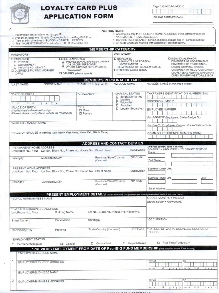 Pag-Ibig Loyalty Card Form 2024 | PDF