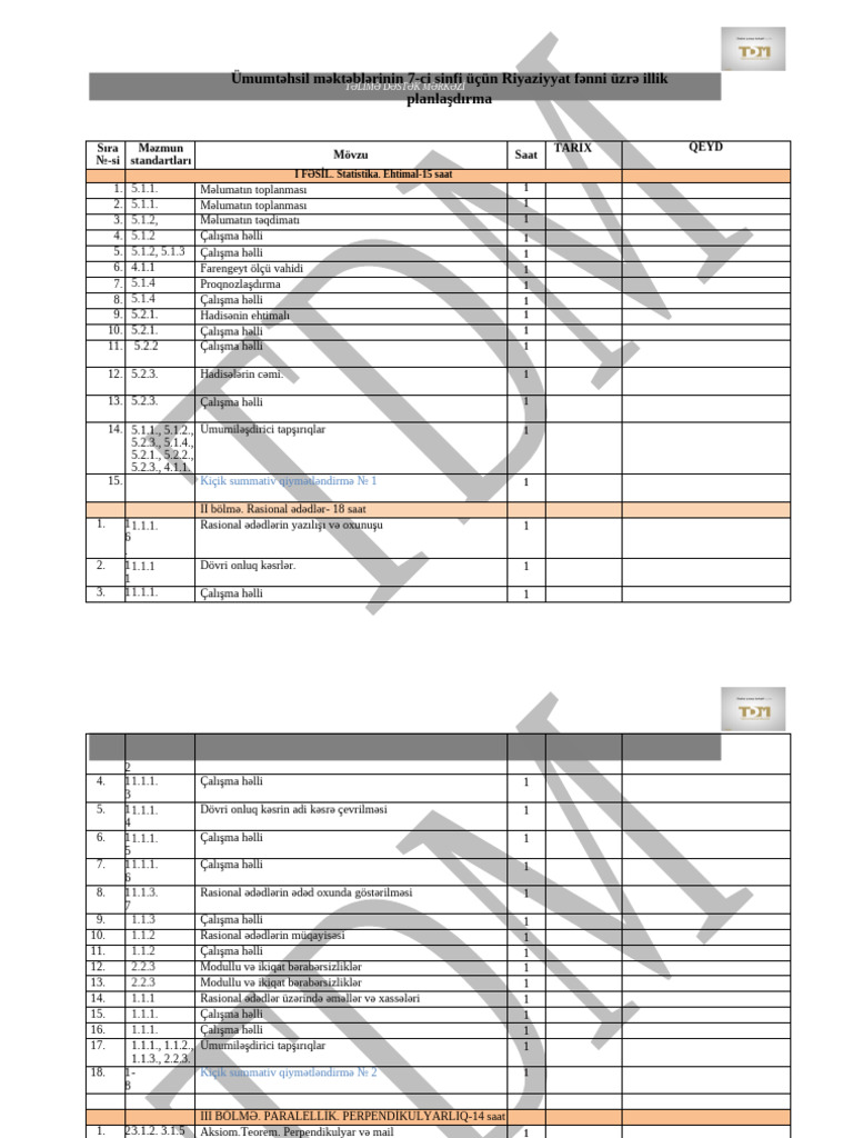 7 ci sinif riyaziyyat | PDF