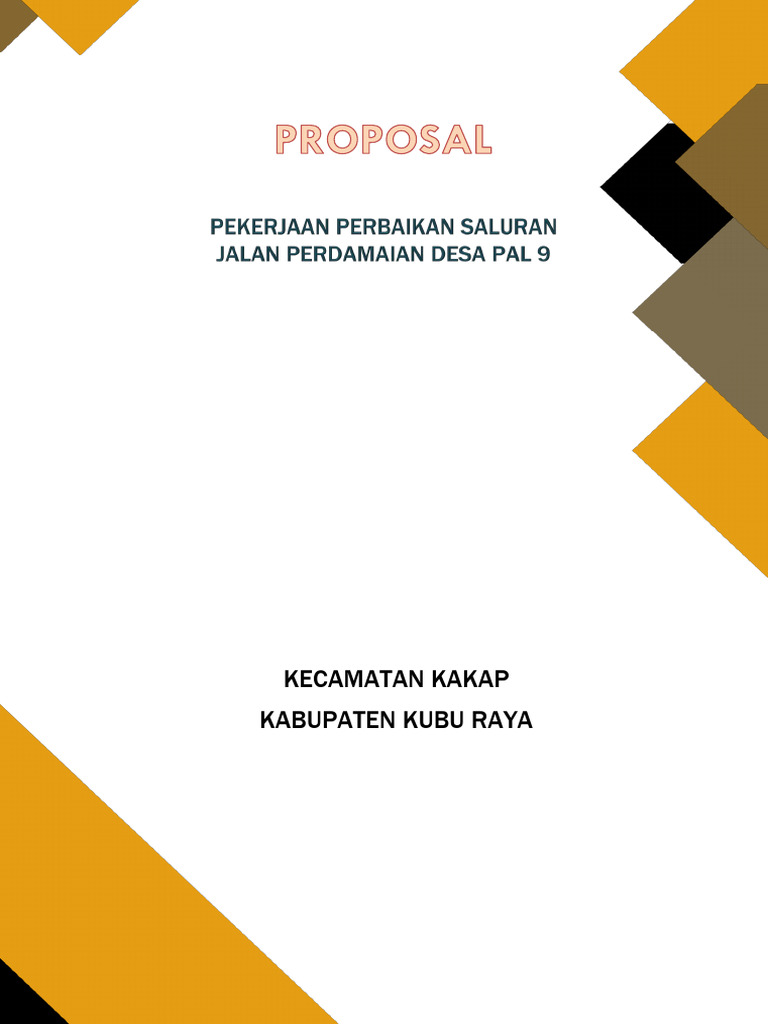 Proposal Perbaikan Saluran JL Perdamaian Desa Pal 9 (FIX) | PDF