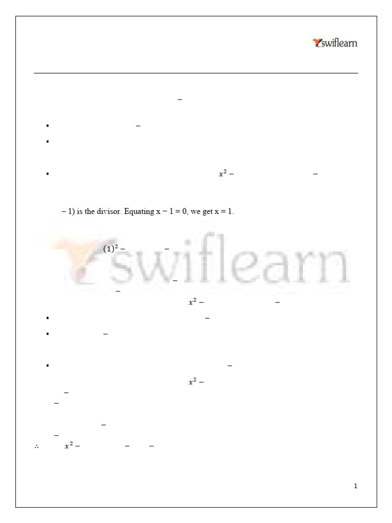 Remainder and Factor Theorem | PDF