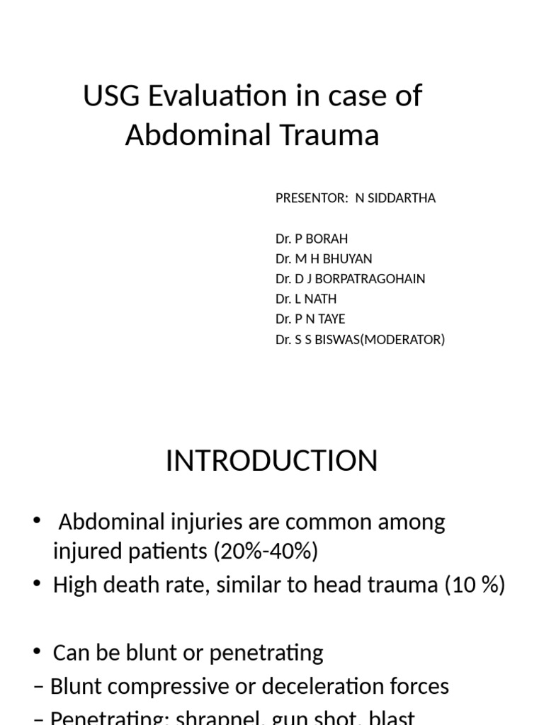 USG Evaluation Abdomen Trauma | PDF | Diseases And Disorders | Clinical ...