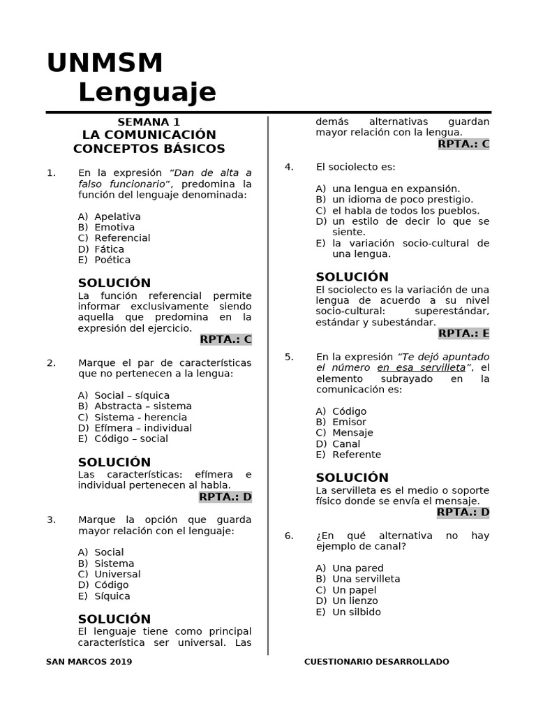 Lenguaje Semana 1 Cs | PDF | Comunicación | Dialecto