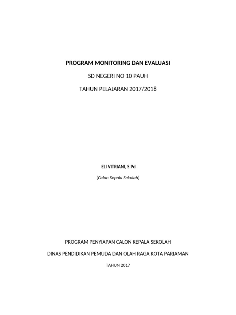 Cover Program Monev | PDF