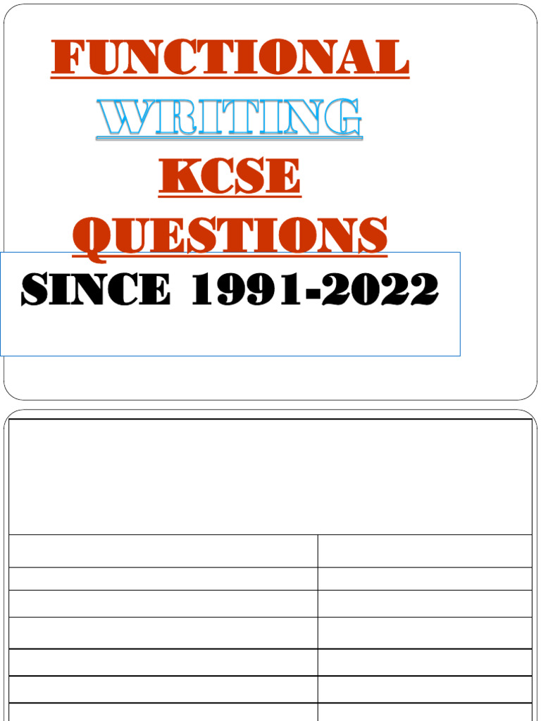 KCSE Functional Writing Guide 1991-2022 | PDF