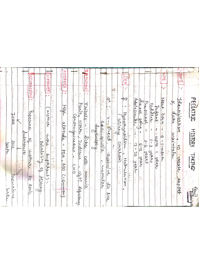 Pediatrics History | PDF