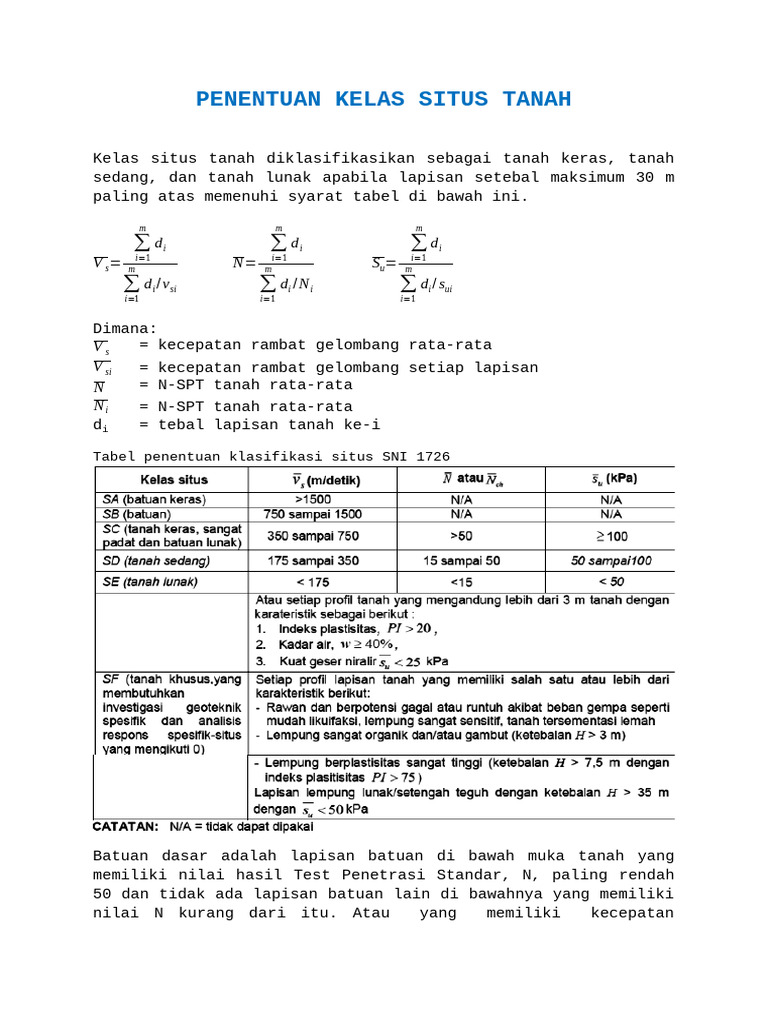 Klasifikasi Kelas Situs Tanah | PDF