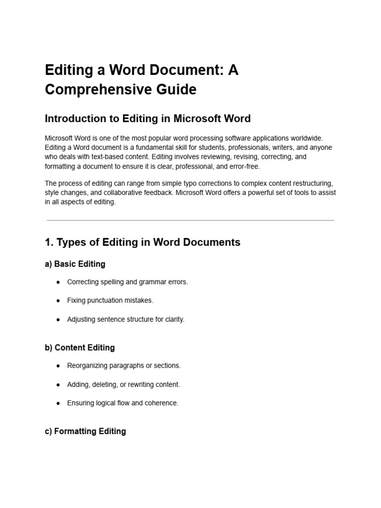 Editing A Word Document - A Comprehensive Guide | PDF | Microsoft Word ...