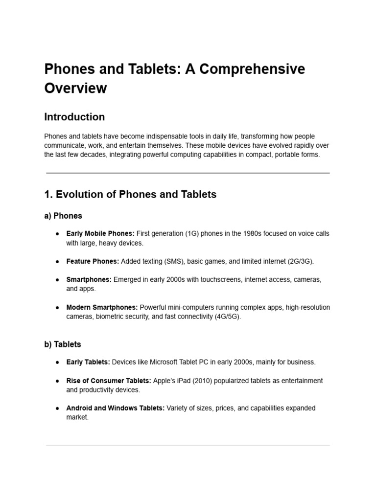 Overview of Phones and Tablets Evolution | PDF | Tablet Computer ...