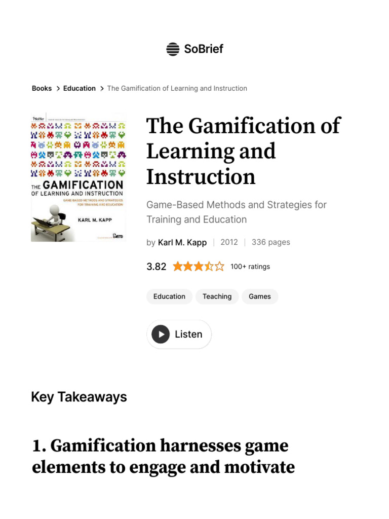 Gamification in Learning and Instruction | PDF | Learning | Motivational