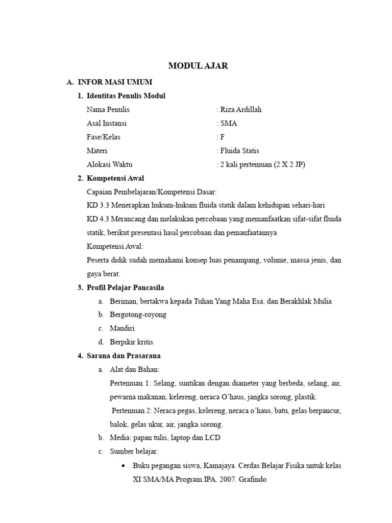 Modul Ajar - Riza Ardillah - 105391100523 | PDF