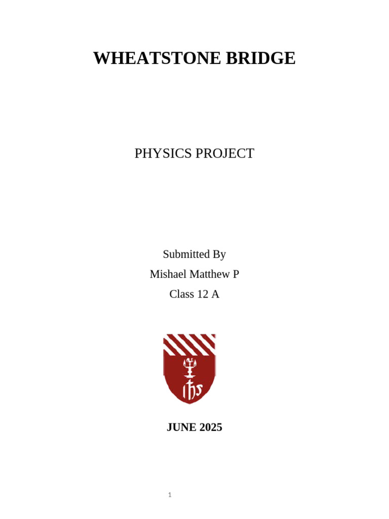 Wheatstone Bridge Physics Project Overview | PDF | Resistor ...