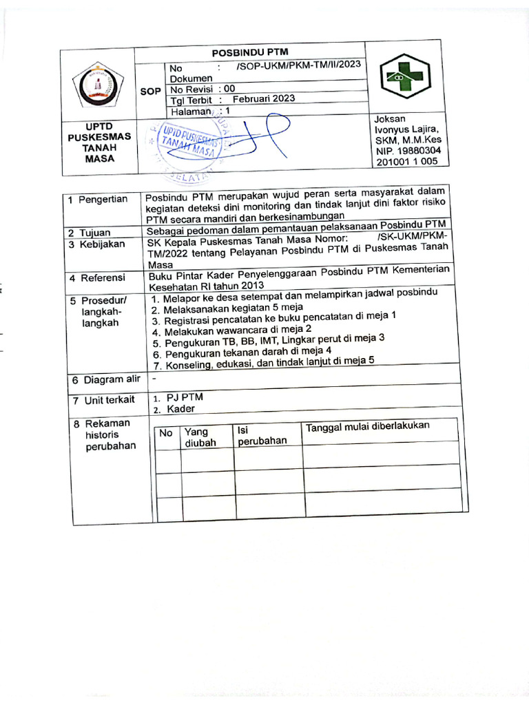 4.5.4 SOP Pemeriksaan PTM Di Posbindu | PDF