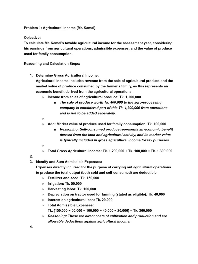 Agricultural Income Tax Calculation | PDF | Value Added Tax | Expense