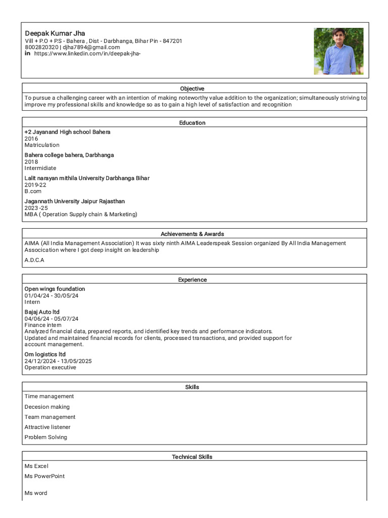 Deepak kumar jha @Resume | PDF