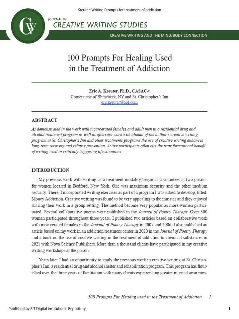 Writing Prompts For Treatment of Addiction | PDF | Drug Rehabilitation ...