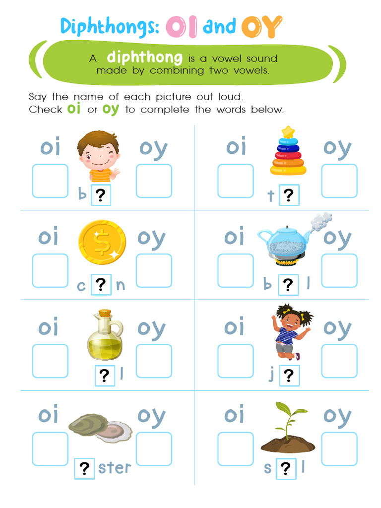 Grade 2 Vowel Diphthongs Oi Oy Worksheet | PDF