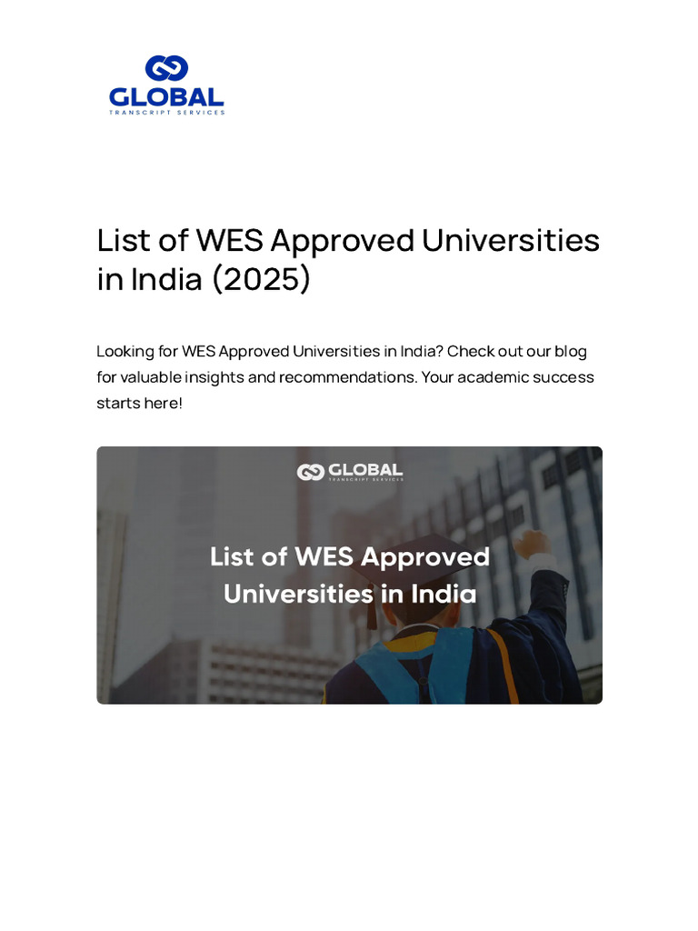 List of WES Approved Universities in India 2025 | PDF | Kerala | Tamil Nadu