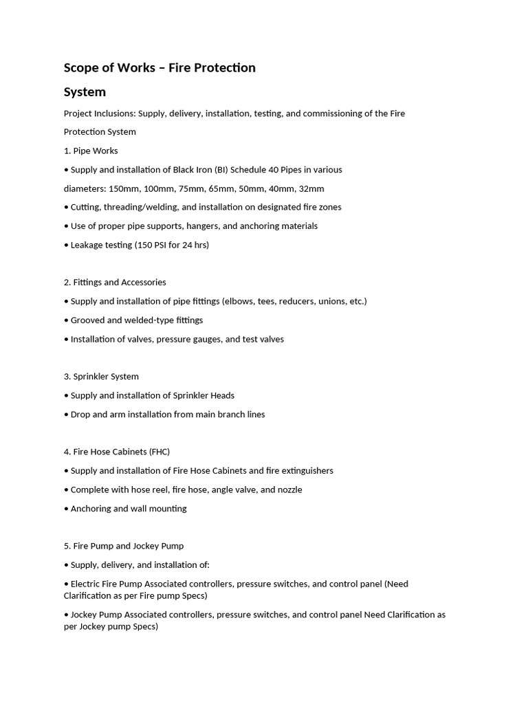 Firepro Scope of Works | PDF