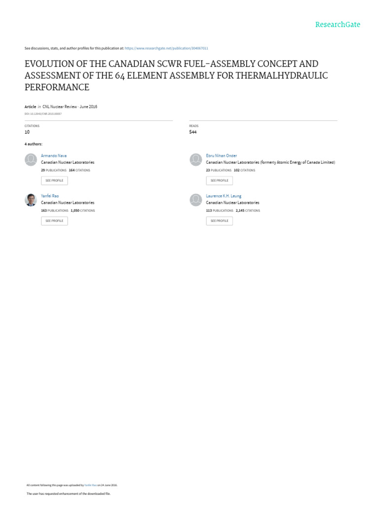 Evolution of The Canadian SCWR Fuel Assembly Concept and Assessment of ...