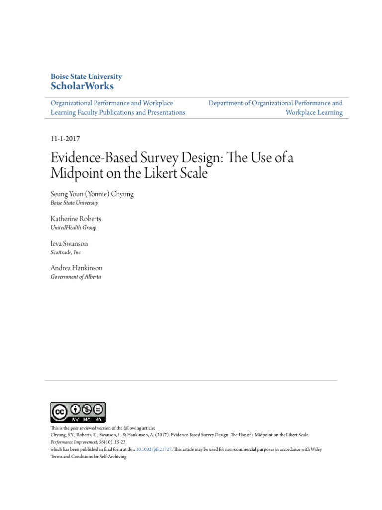 Evidence-Based Survey Design - The Use of A Midpoint On The Likert | PDF | Likert Scale | Survey ...