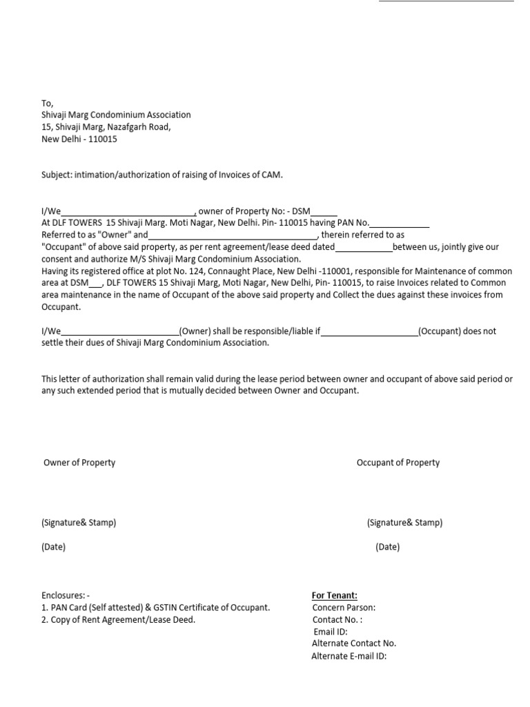 SHMRG Authorization Letter-GST Updation | PDF