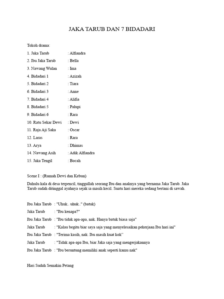 Script Drama Jaka Tarub Dan 7 Bidadari-1 | PDF
