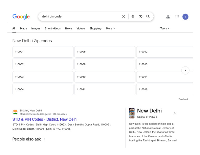 Delhi Pincode and Area Code Guide | PDF