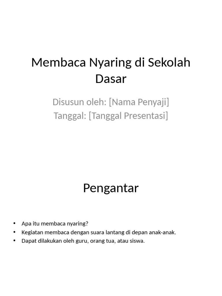 Membaca Nyaring SD | PDF
