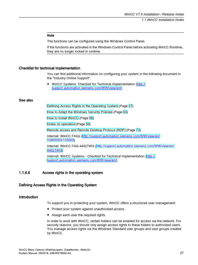 WinCC7.5 BasicOptions - PDF Page 27 | PDF | Access Control | Operating System