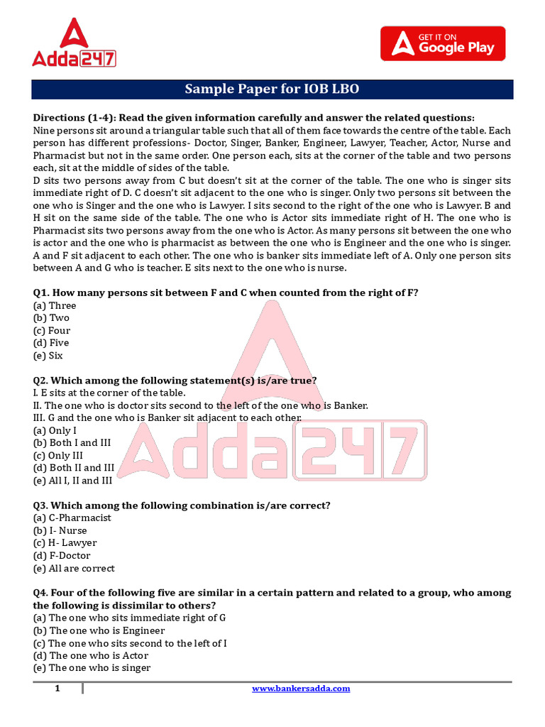 Sample-Paper-for-IOB-LBO Exam #Banking Exam | PDF | Mental Disorder ...