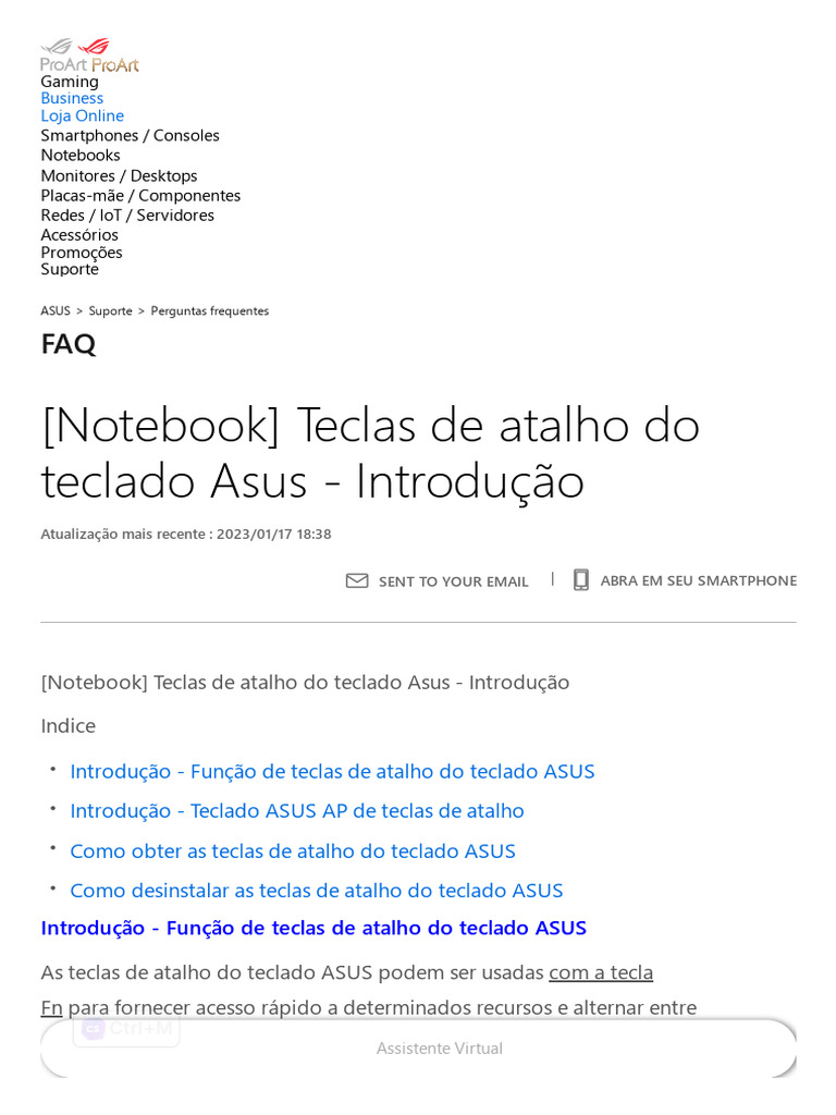 Teclas de Atalho do Teclado ASUS | PDF | Notebook | Atalho de teclado