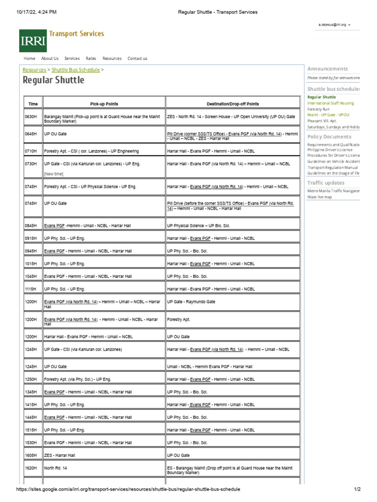 Rice Shuttle Bus Schedule and Routes | PDF | Rice | International Rice ...