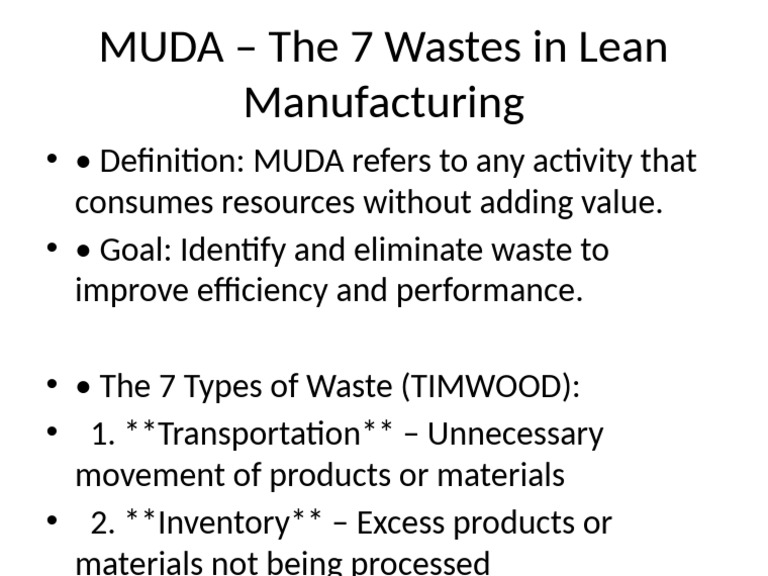 MUDA Lean Manufacturing Overview | PDF