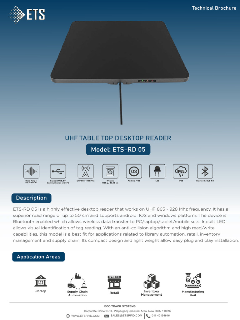 Uhf Table Top Desktop Reader | PDF | Usb | Bluetooth