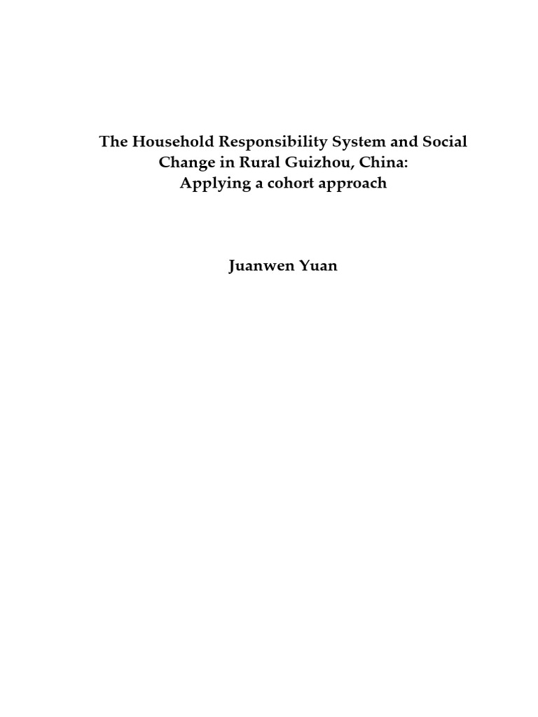 The Household Responsibility System and Social Change in Rural Guizhou ...