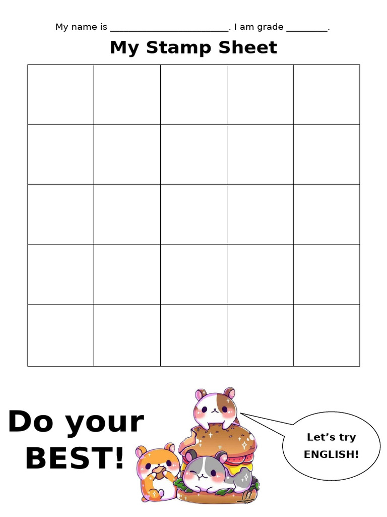 Student Stamp Sheet Template | PDF