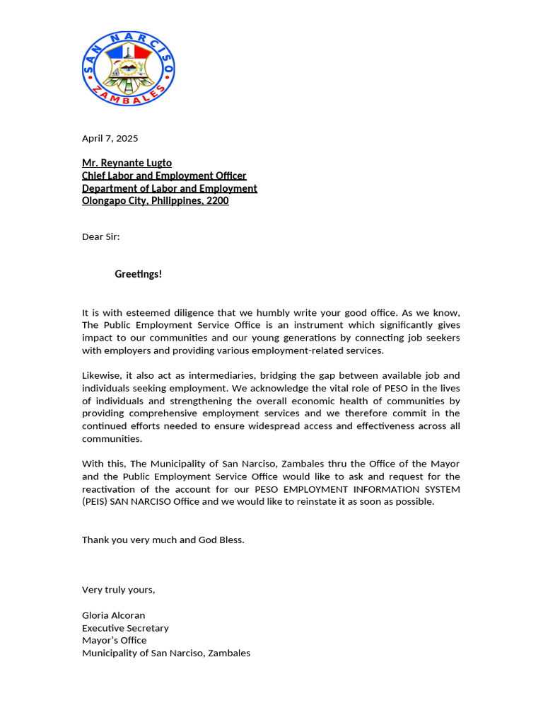 Letter For Reactivation - PESO | PDF
