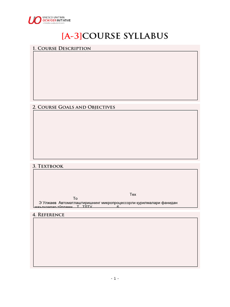 (A 3) Course Syllabus | PDF | Microcontroller | Automation