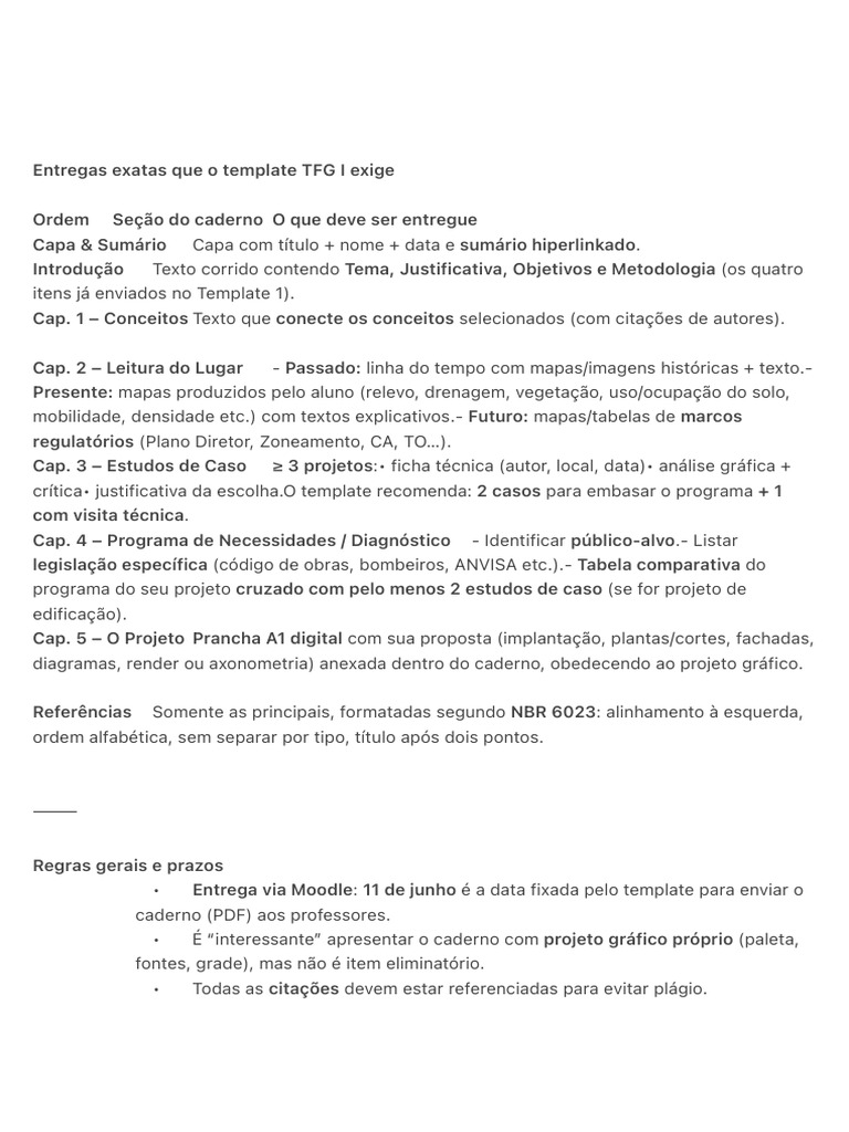Entregas do Template TFG I: Guia Completo | PDF